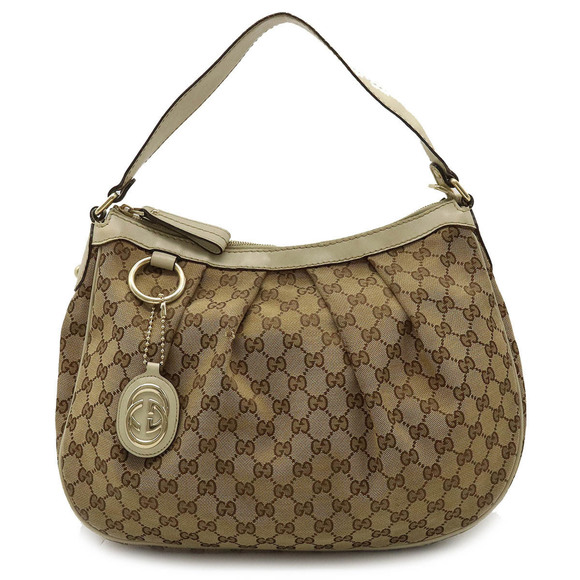 Gucci | Bags | Gucci Suki Gg Canvas Shoulder Bag Leather Khaki Beige ...